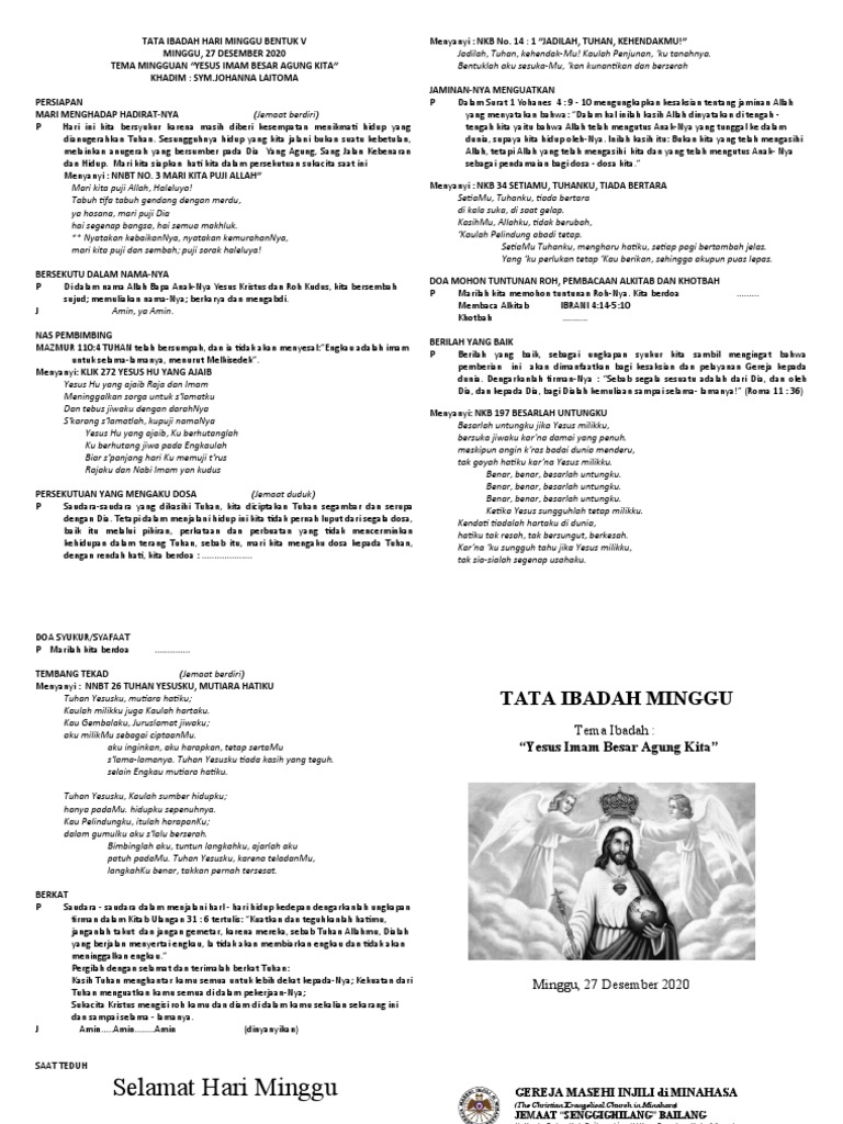 Tata Ibadah Hari Minggu Bentuk V | PDF