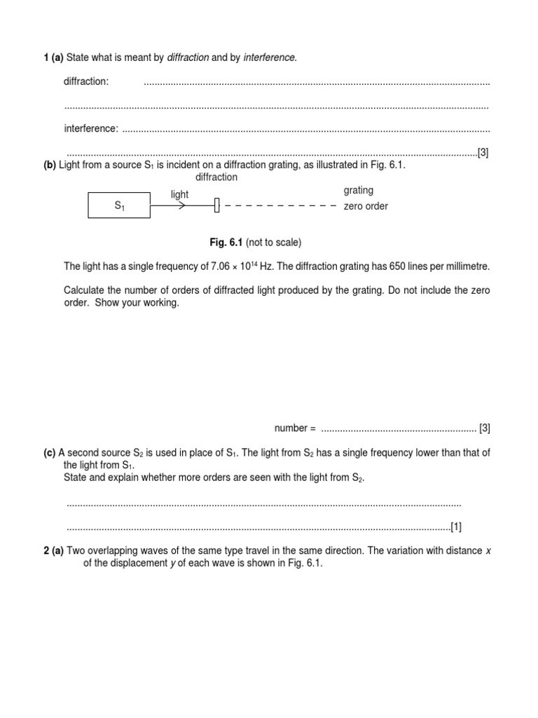 Superposition Worksheet | PDF | Diffraction | Waves