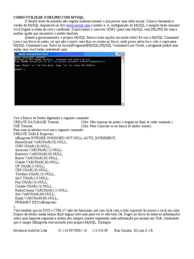 Como Utilizar O Delphi Com Mysql Download Grátis Pdf Arquivo De