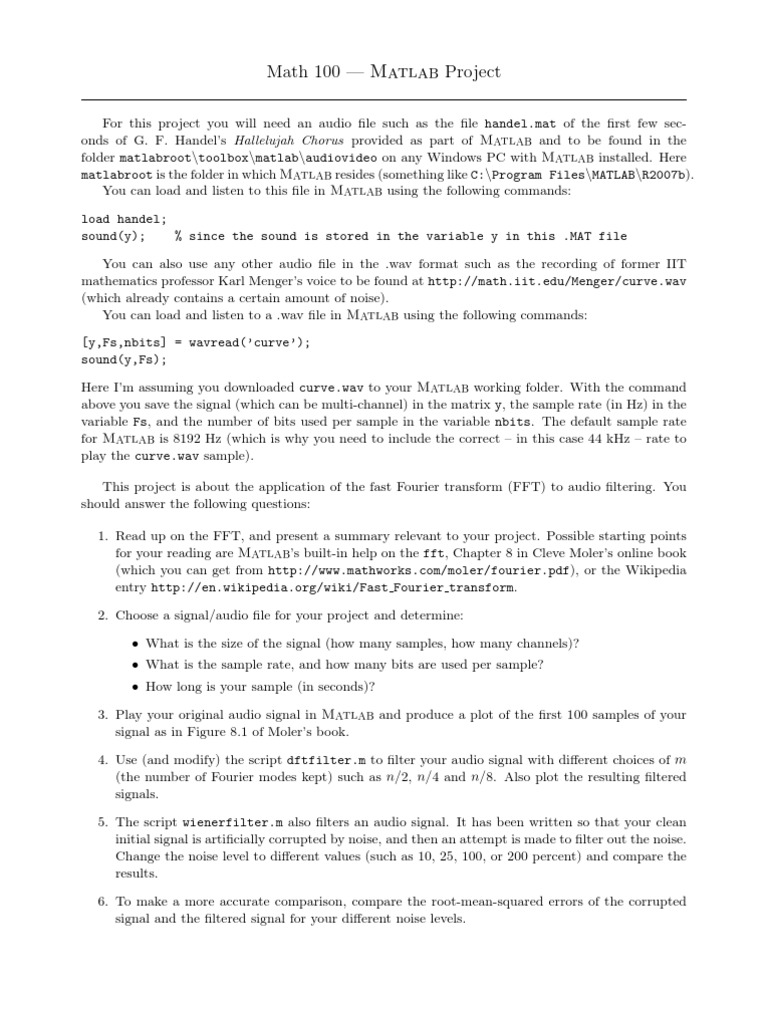 Matlab Audio Project | PDF | Sampling (Signal Processing) | Filter (Signal Processing)