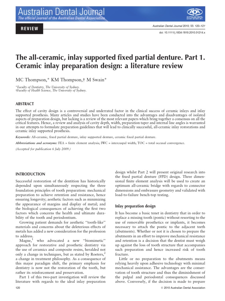 Ceramic Inlay Preparation | PDF | Dentistry Branches | Health Sciences