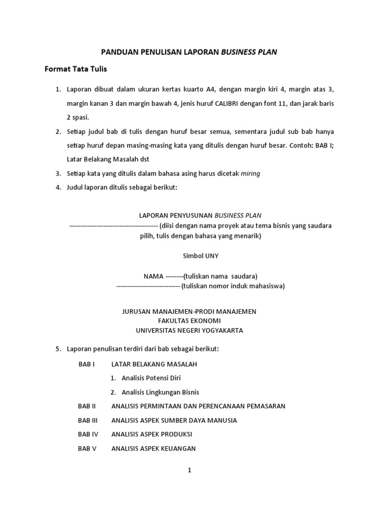 Term of Reference Business Plan | PDF