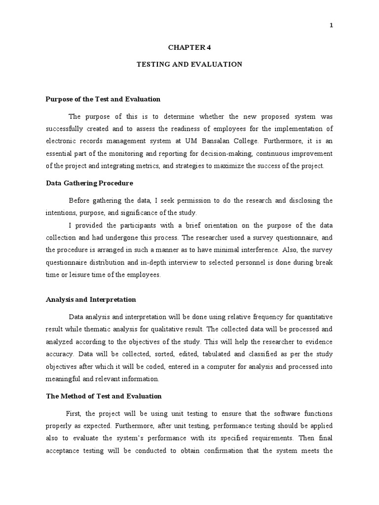 Sheena D. Navasca - Capstone Project - Chapter 4 | PDF | Evaluation | Data