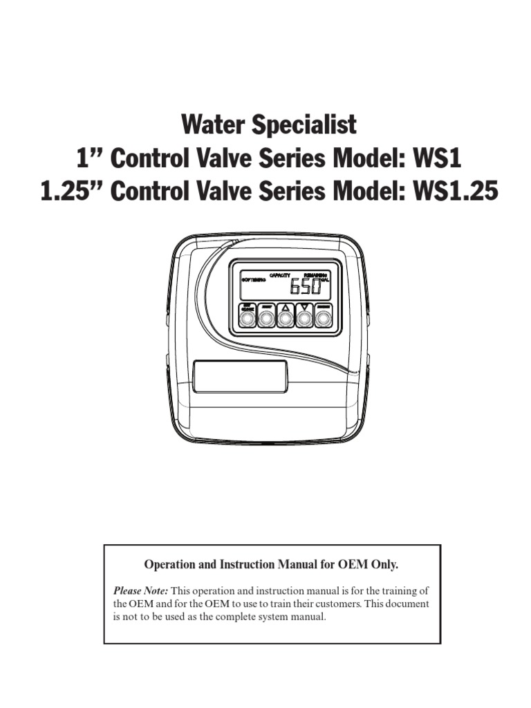 Water Specialist 1" Control Valve Series Model: WS1 1.25" Control Valve ...