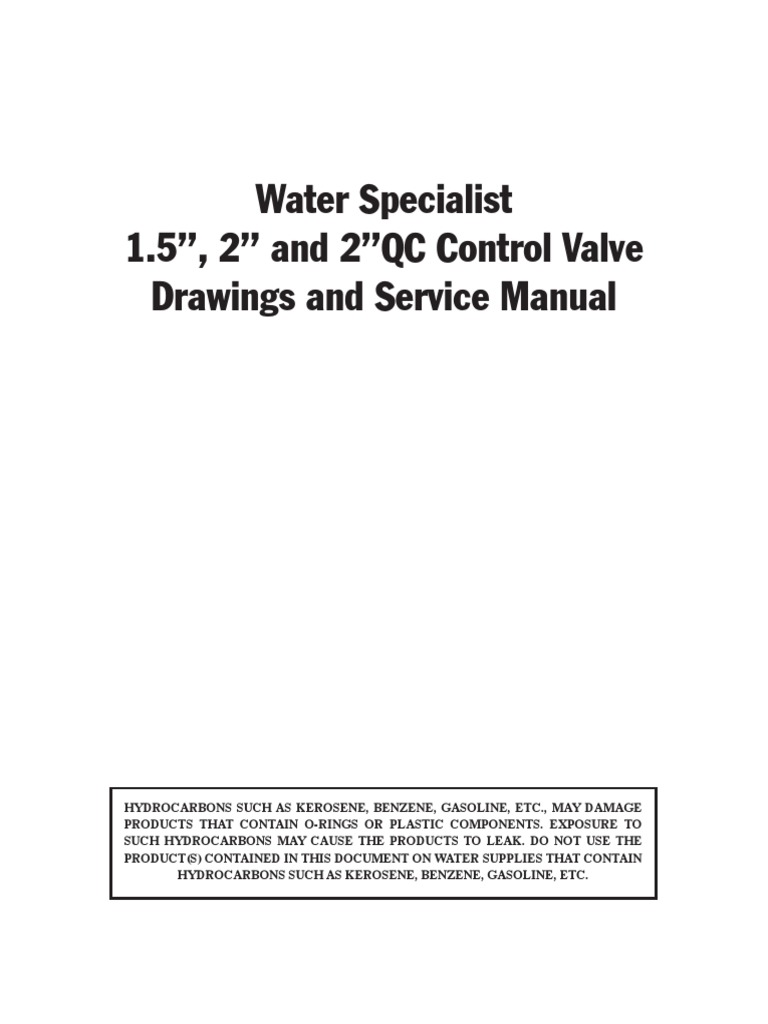 Water Specialist 1.5", 2" and 2"QC Control Valve Drawings and Service ...