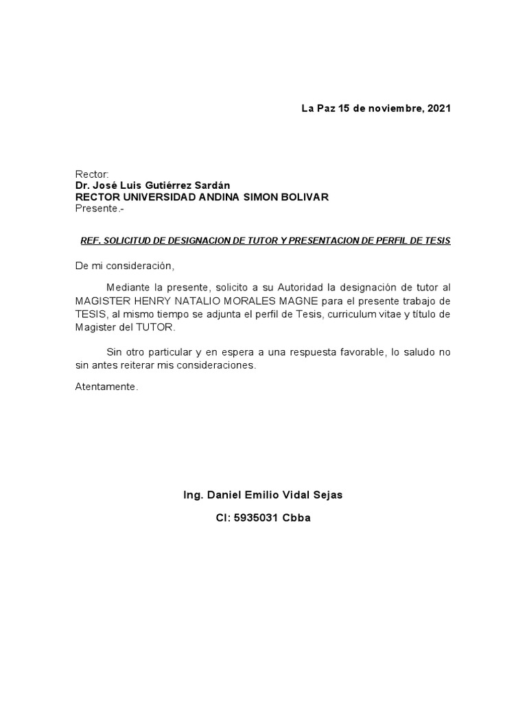 SOLICITUD de Tutor y Presentacion Del Perfil | PDF