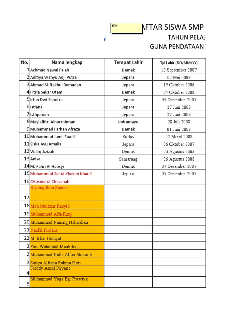 Form Data Vaksin Anak SMP (Tambah | PDF