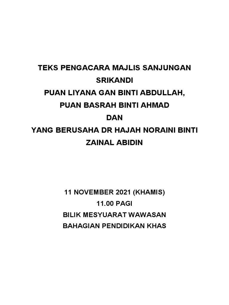 Teks Pengacara Majlis Persaraan | PDF