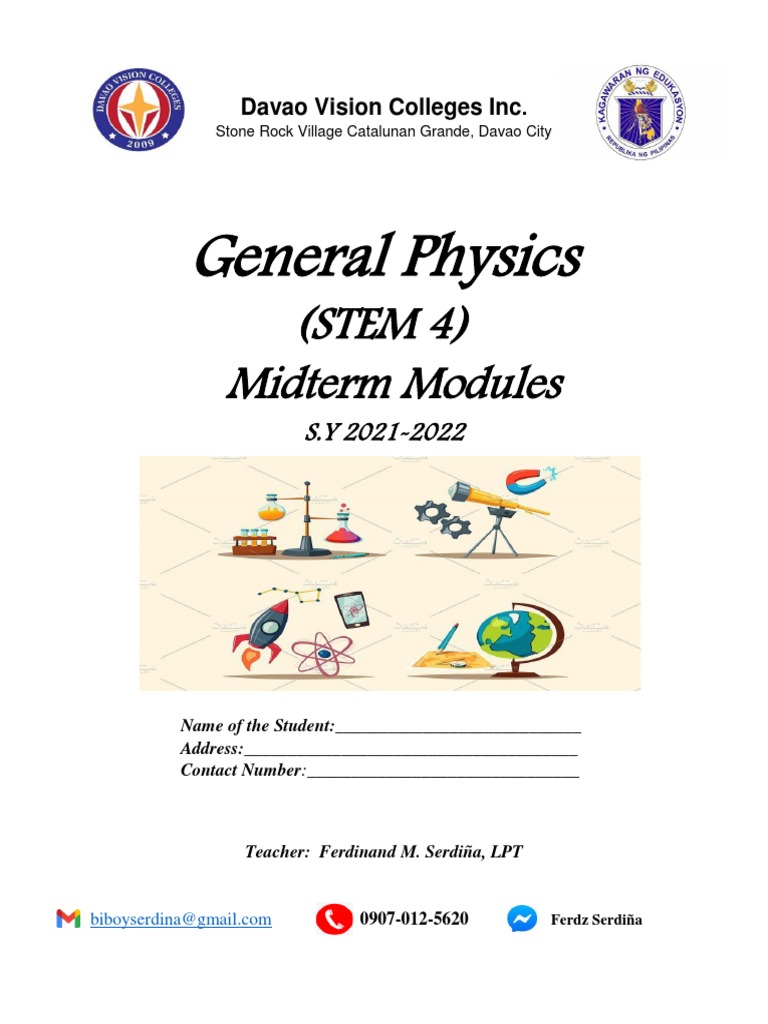 General Physics Midterm Modules | PDF | Velocity | Acceleration