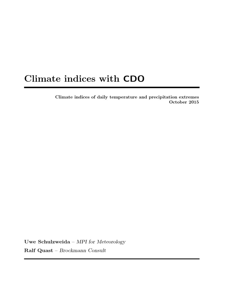 Climate Indices With CDO: Climate Indices of Daily Temperature and ...