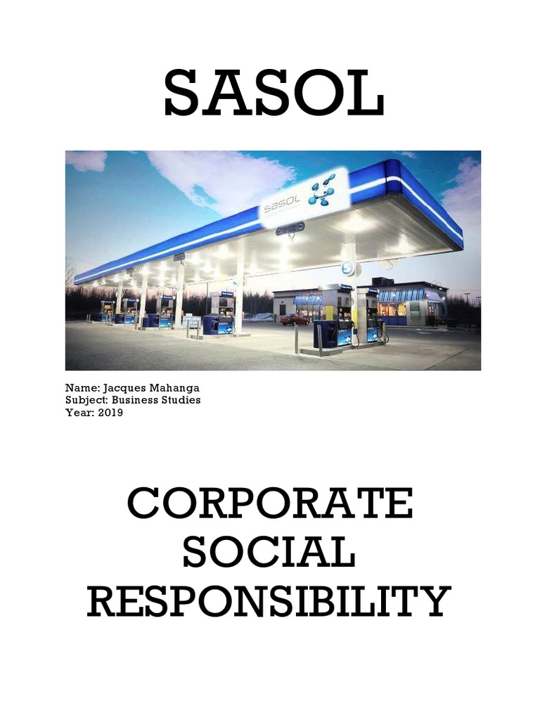 Sasol: Corporate Social Responsibility | PDF | Fuels