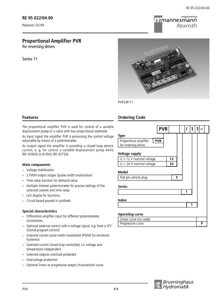 Proportional Amplifier PVR: For Reversing Drives | PDF | Amplifier ...