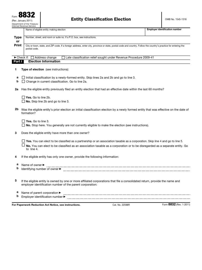 f8832 Entity Classification Election | PDF