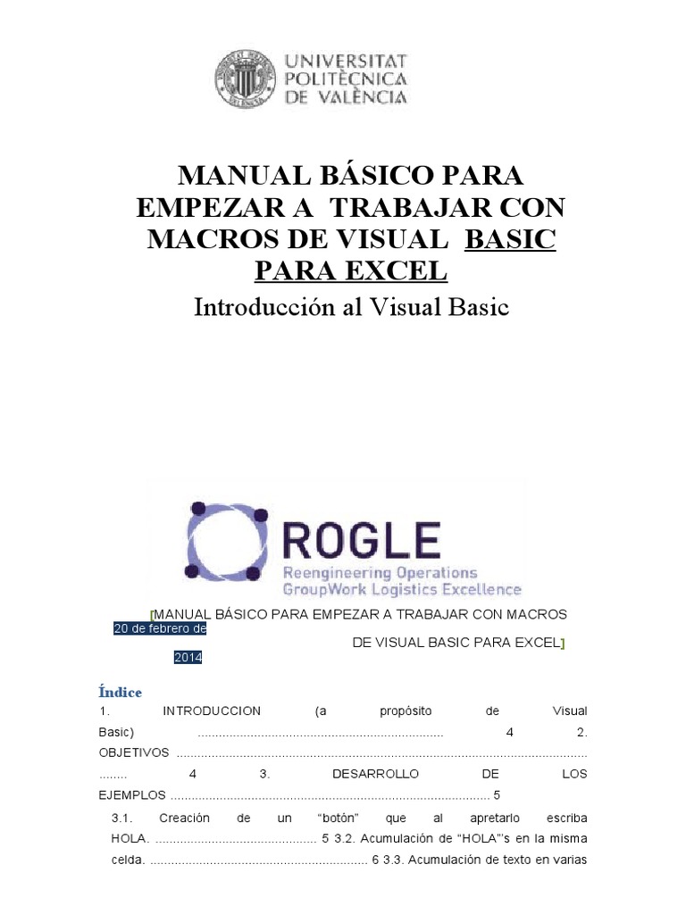Manual Básico de Visual Basic para Excel | PDF | Microsoft Excel | Básico