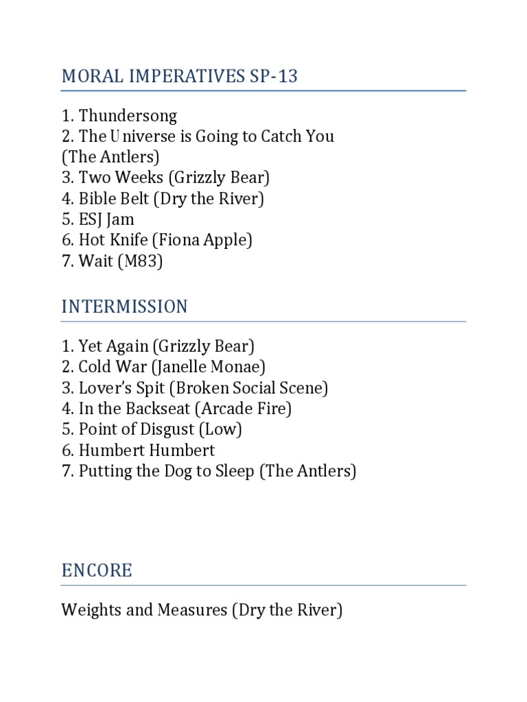 Mimps Set List | PDF