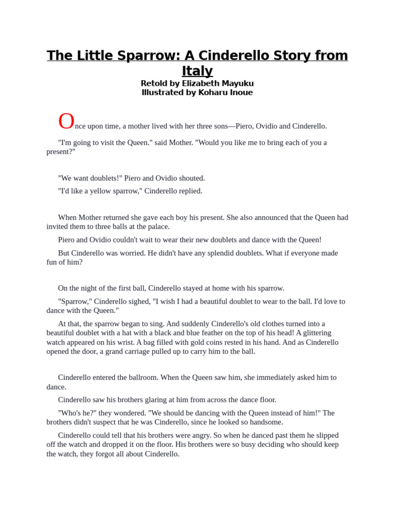 The Little Sparrow: A Cinderello Story From Italy | PDF | Cinderella ...