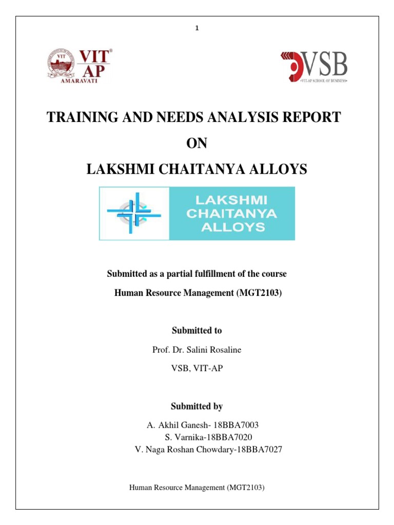 Training and Needs Analysis Report | PDF | Occupational Safety And ...