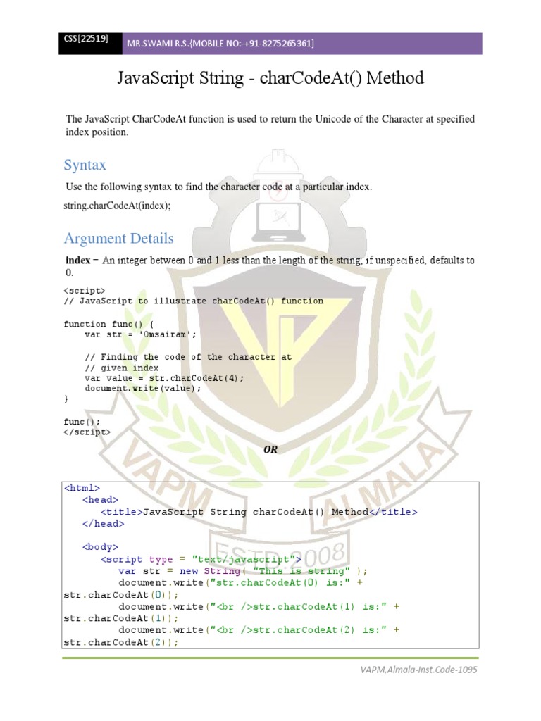 CharCodeAt - fromCharCode and BgColor | PDF | String (Computer Science ...
