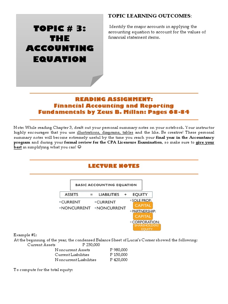Basic Accounting Module 1 (Topics 3&4) | PDF | Expense | Equity (Finance)