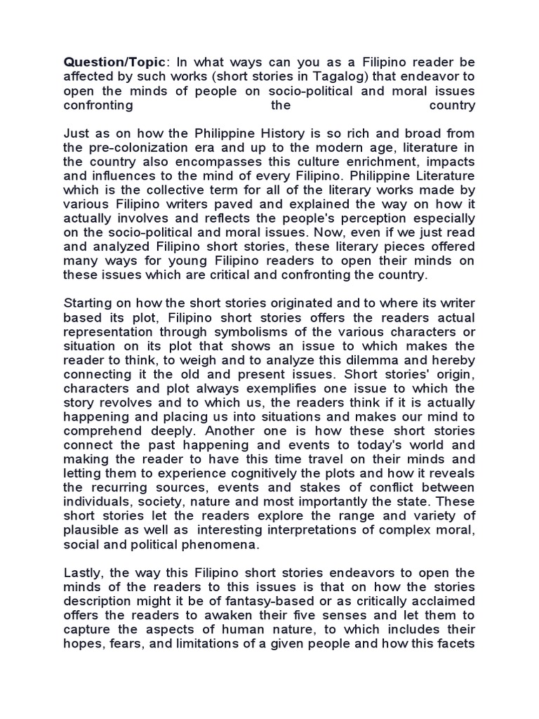Question/Topic: in What Ways Can You As A Filipino Reader Be | PDF ...