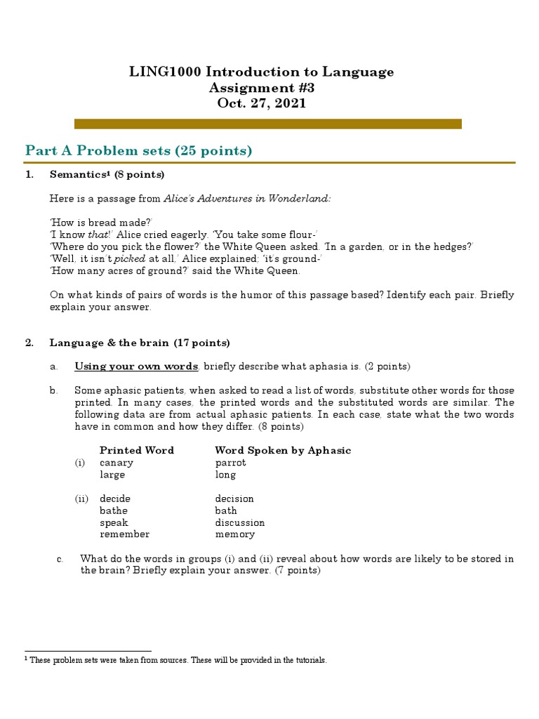 LING1000 Intro to Language: Deixis & Meaning | PDF | Aphasia | Turnitin