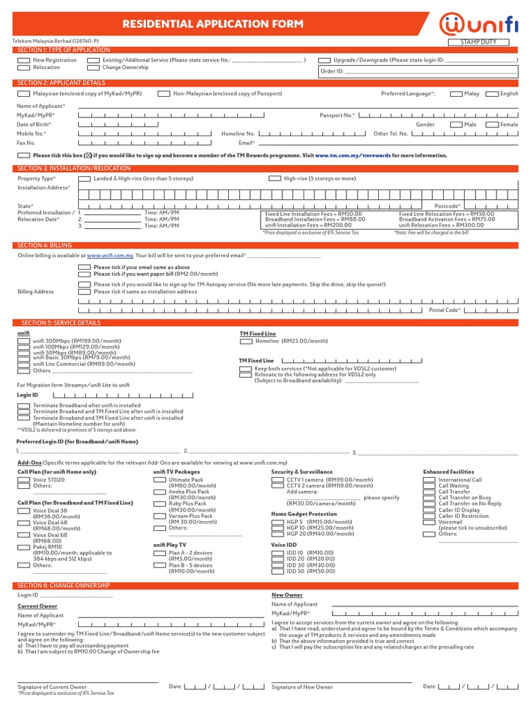 Residential Application Form: Section 1: Type of Application | PDF