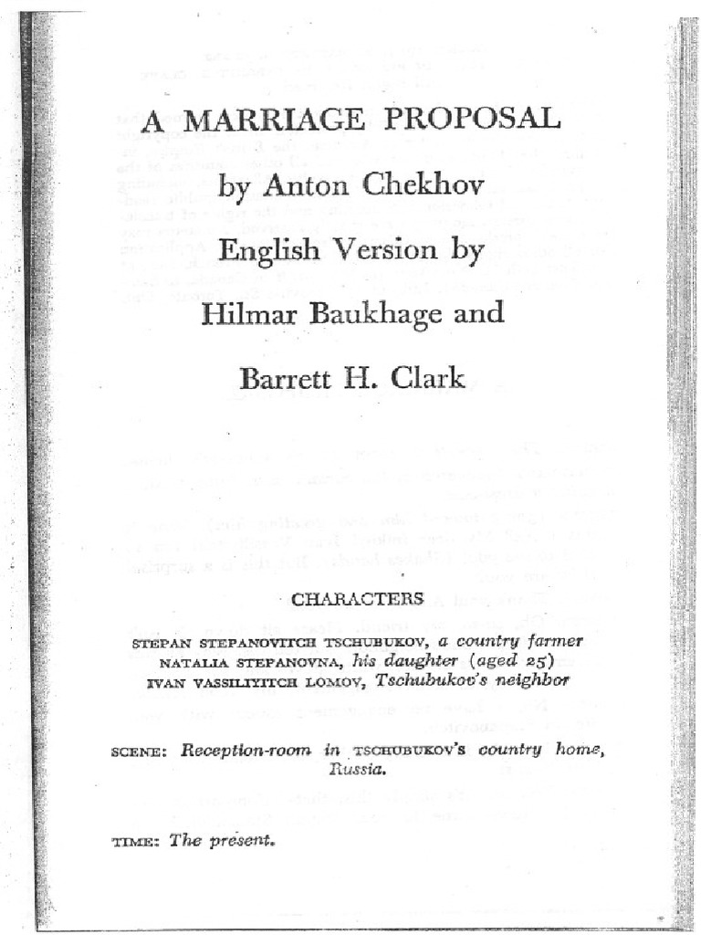 Anton Chekhov - The Marriage Proposal | PDF