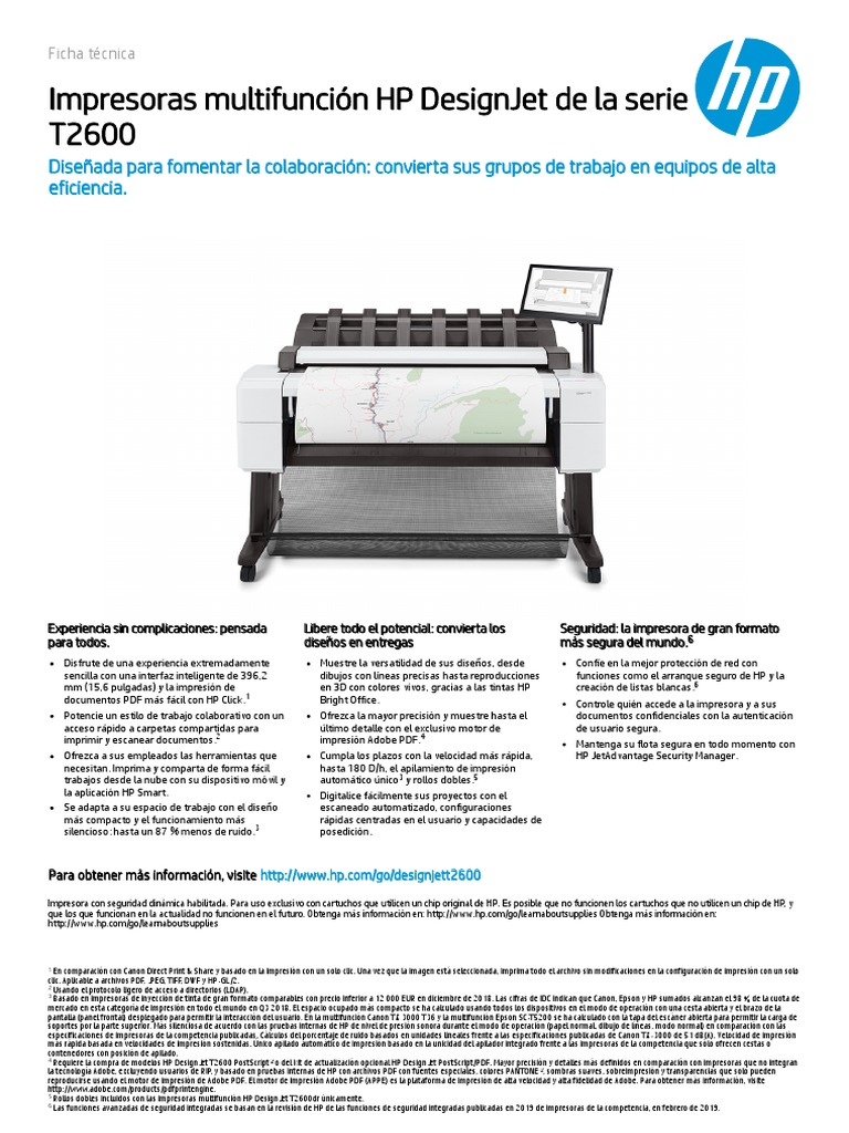 HP Designjet t2600 | PDF | Impresora (Computación) | Hewlett Packard