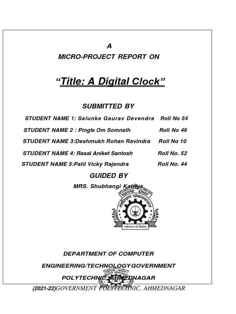 A Digital Clock (Microproject) | PDF | Clock | Time