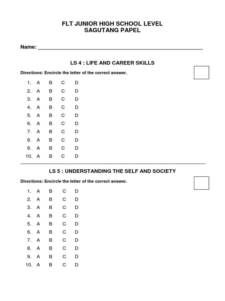 Answer Sheet LS4 & LS5 | PDF