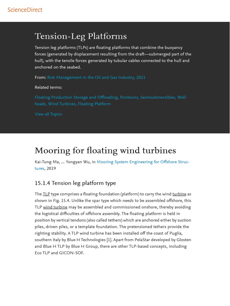 Tension-Leg Platforms: Mooring For Oating Wind Turbines | PDF ...