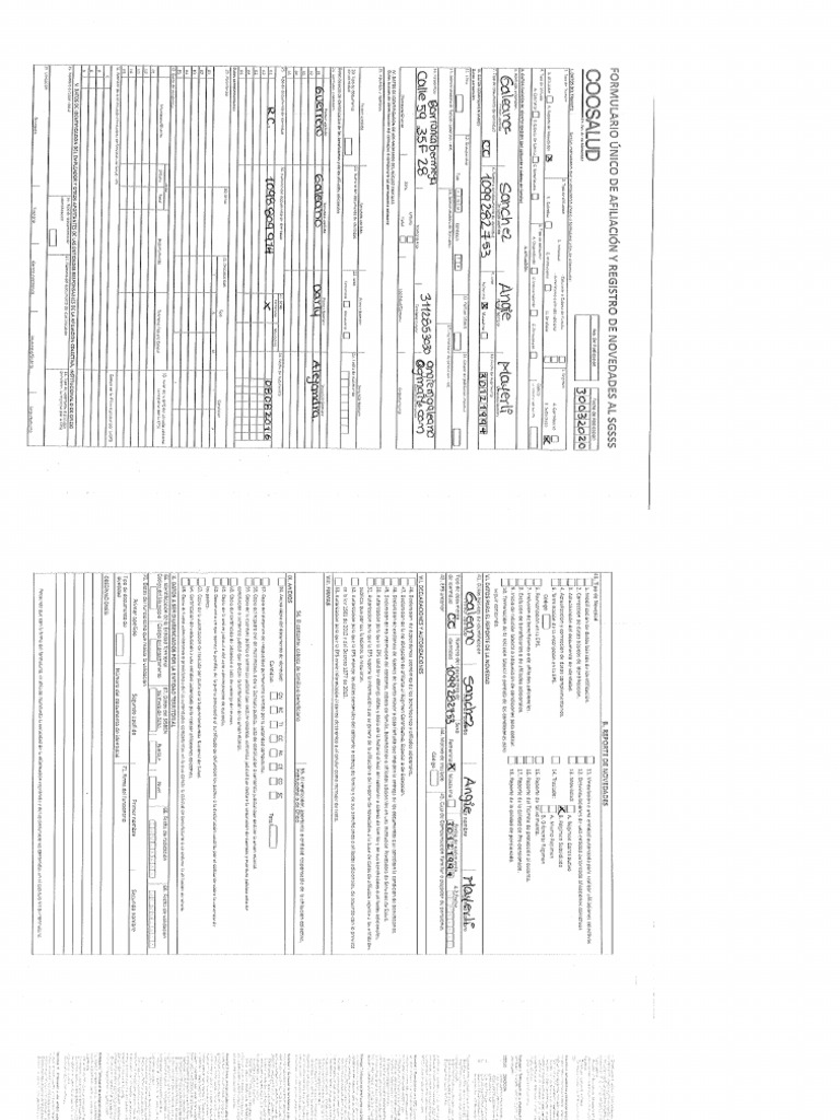 Formulario COOSALUD | PDF