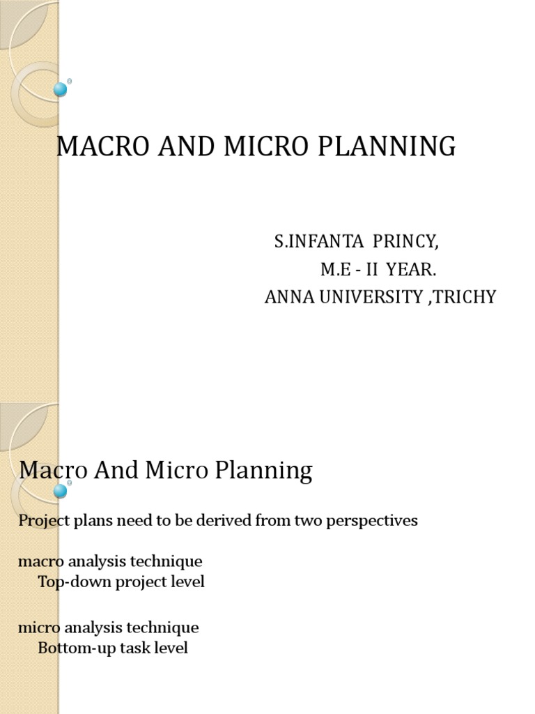 Macro and Micro Planning: S.Infanta Princy, M.E - Ii Year. Anna ...