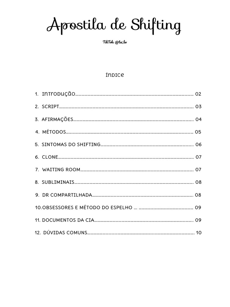 Guia completo para shifting: técnicas, métodos e dicas | PDF ...