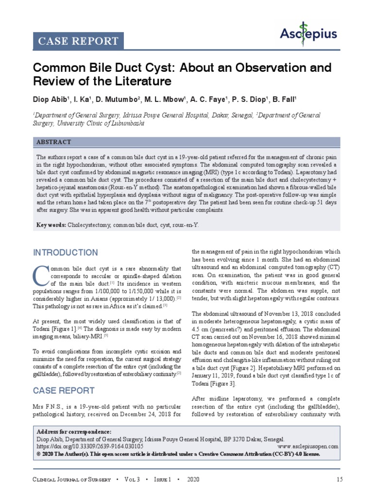 Common Bile Duct Cyst About An Observation And Review Of The Literature Pdf Gallbladder