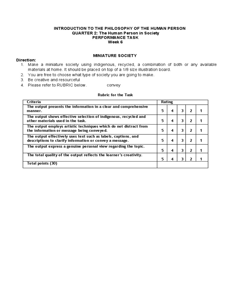 Philosophy Q2-W6 - Performance Task | PDF