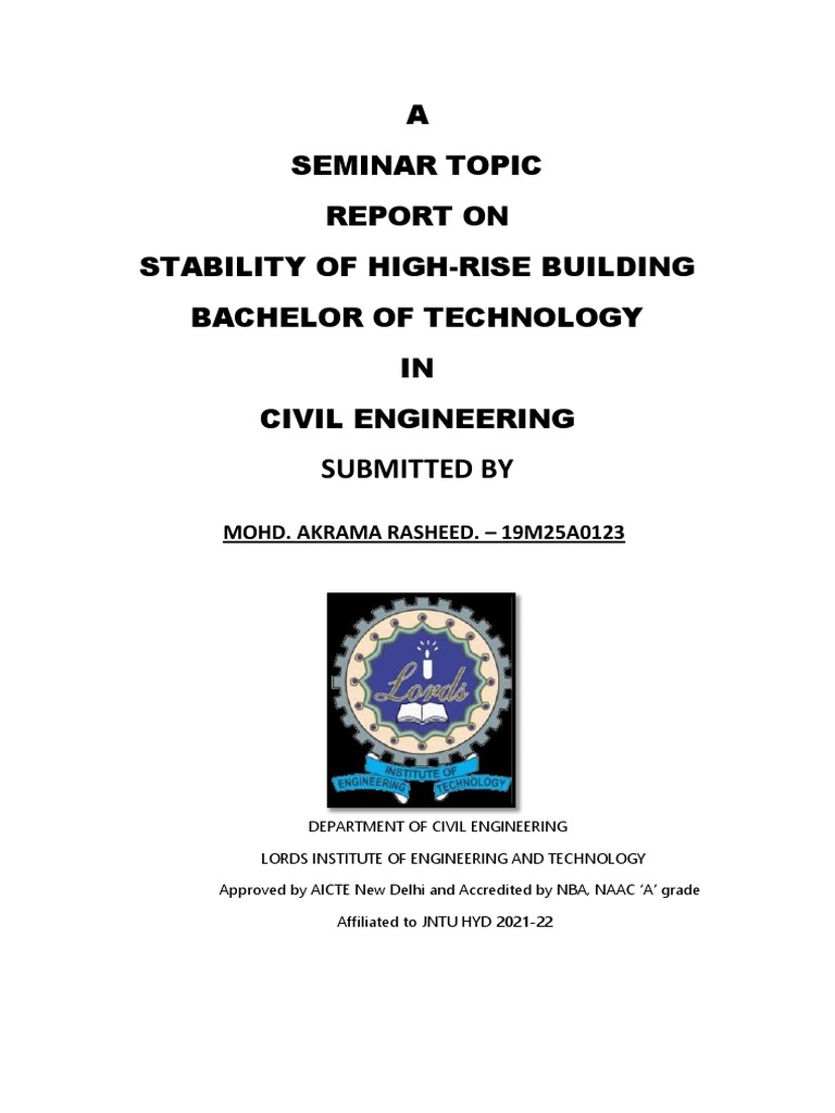 A Seminar Topic Report On Stability of High-Rise Building Bachelor of ...