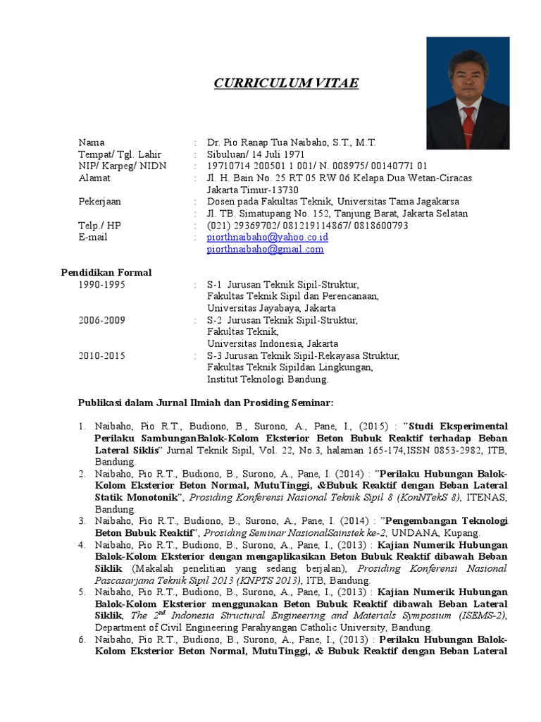 Profil Dosen Dr. Pio Naibaho | PDF | Seni | Sains & Matematika