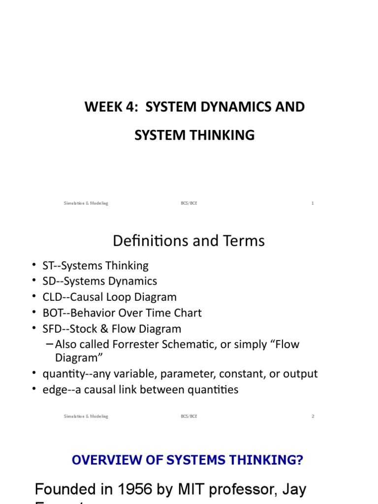 Week 4 System Dynamics and System Thinking | PDF | Scientific Method ...