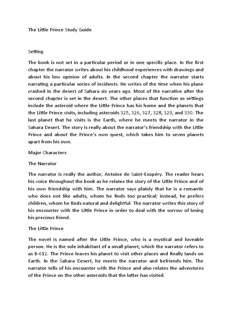 The Little Prince Study Guide | PDF | The Little Prince
