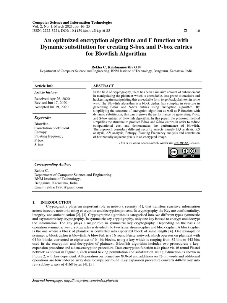 An Optimized Encryption Algorithm And F Function With Dynamic