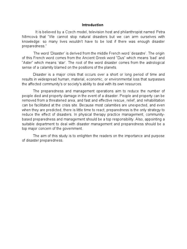 Disaster Preparedness Narrative Essay | PDF | Earthquakes | Tropical ...