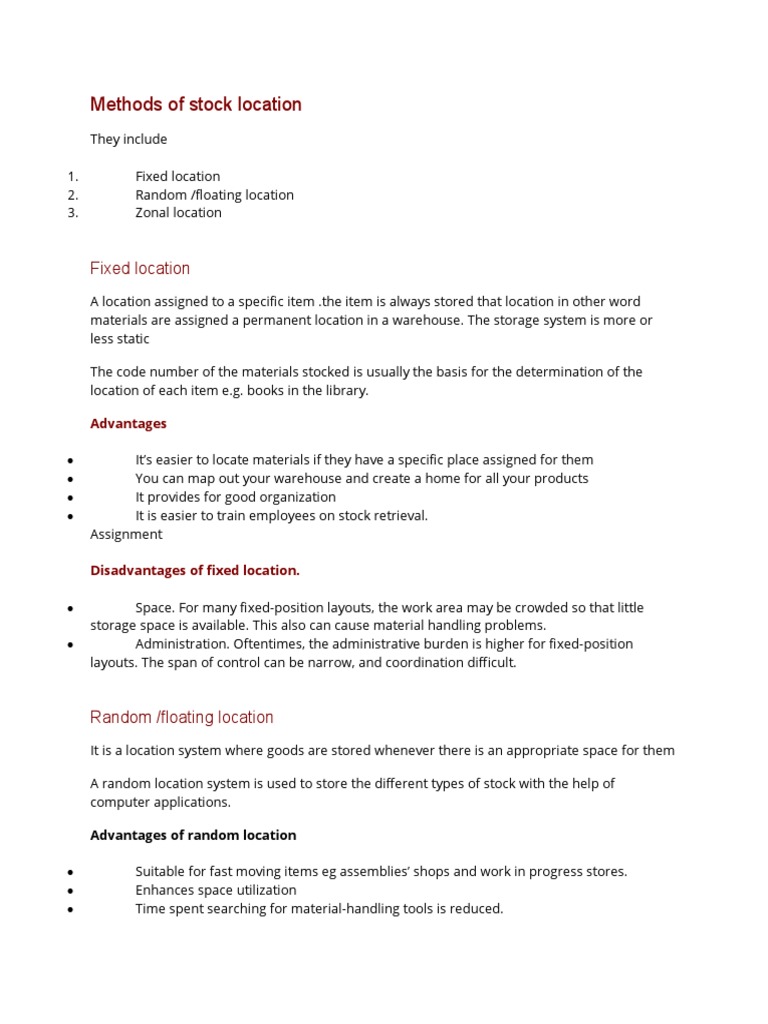 Methods and Considerations for Effective Stock Location Systems | PDF ...