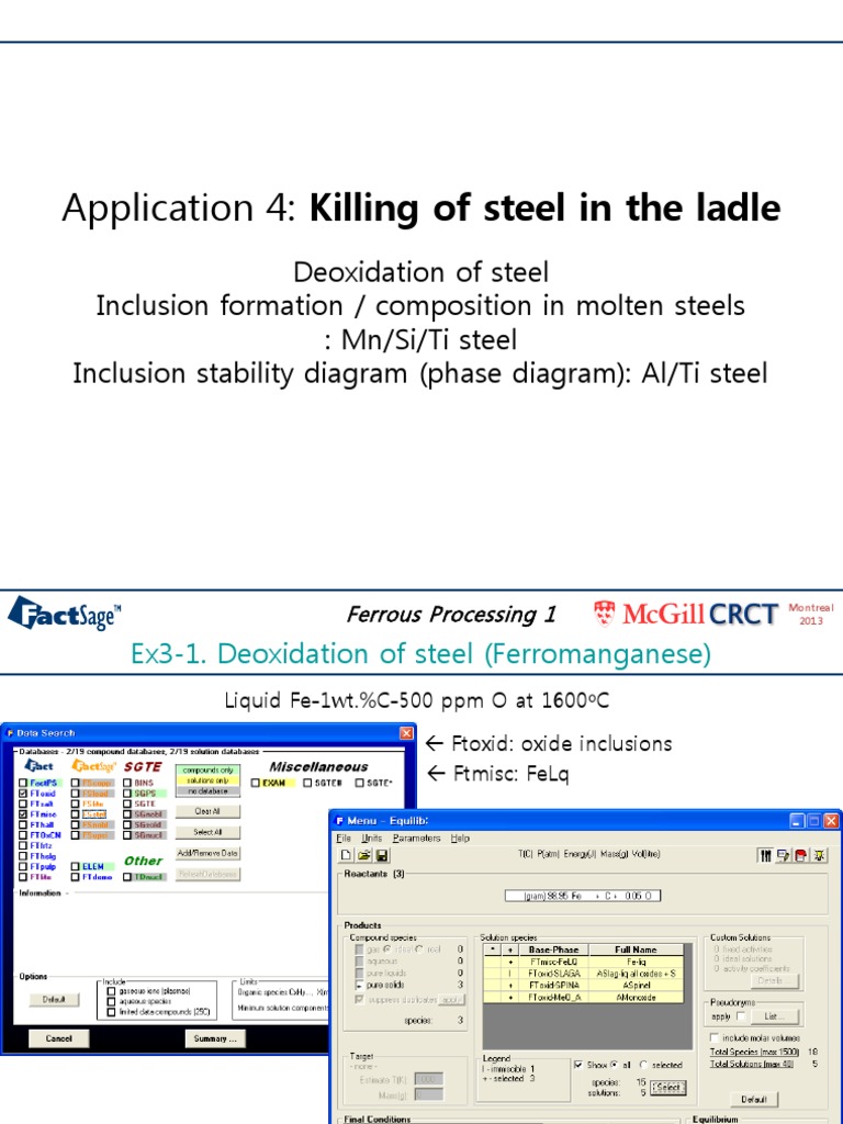 Application 4: Killing of Steel in The Ladle | PDF | Iron | Aluminium Oxide