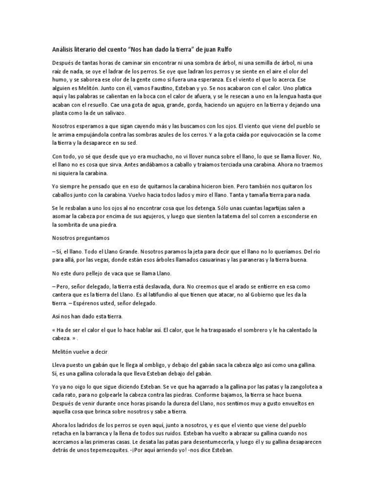 Análisis Literario Del Cuento | PDF