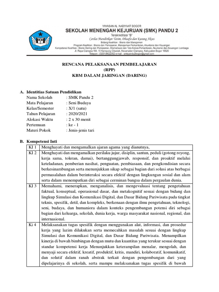 RPP Seni Tari | PDF | Seni