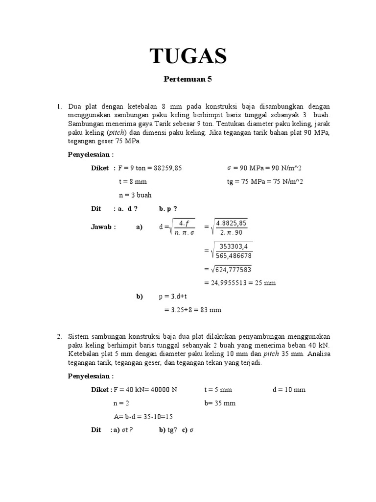 Tugas 5 Elemen Mesin | PDF | Metode & Bahan Ajar | Teknologi & Rekayasa