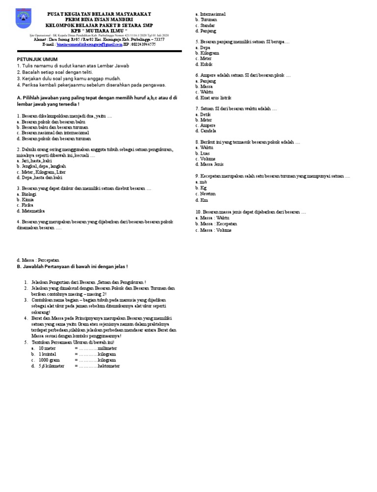 Soal PTS Paket B Ipa | PDF