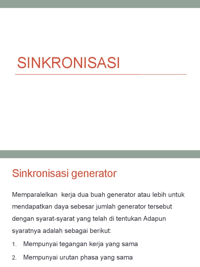 Sinkronisasi Generator: Metode & Prosedur | PDF | Sains & Matematika