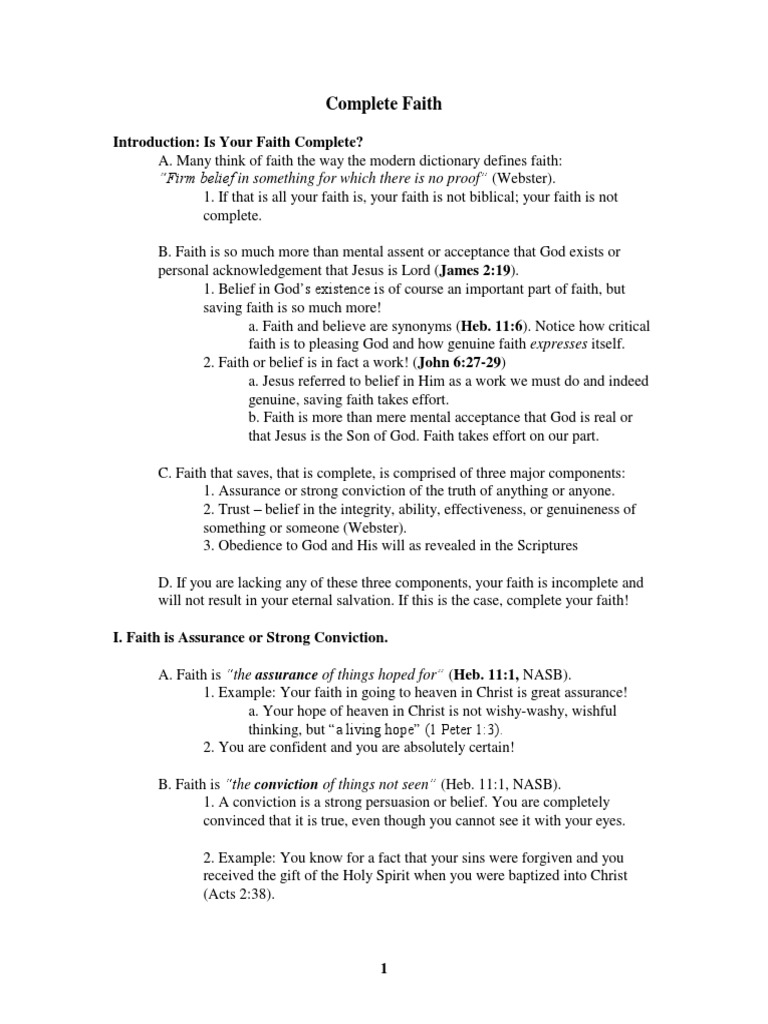 Complete Faith | PDF | Faith | Assurance (Theology)